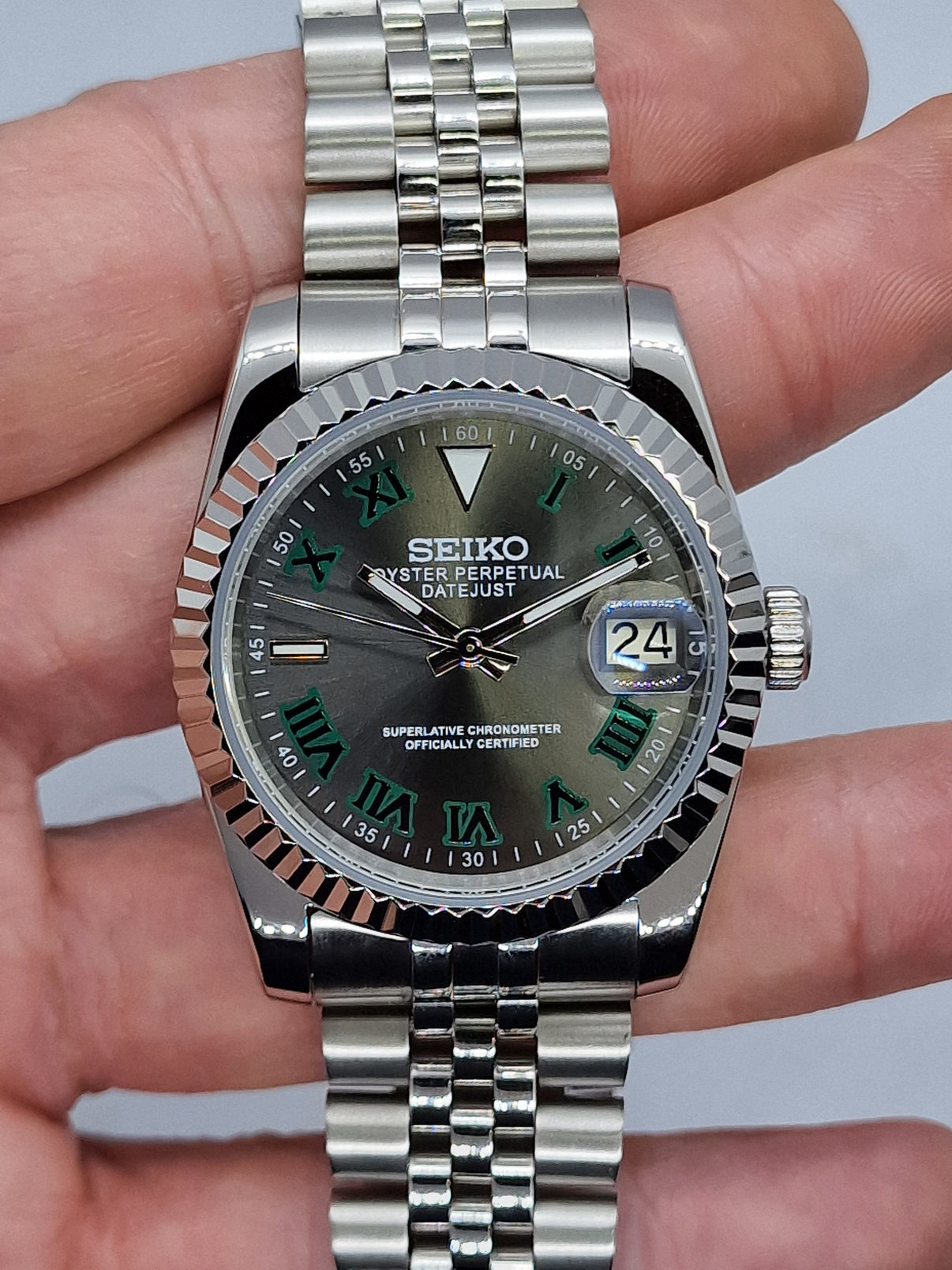 Seiko Mod Wimbledon Datejust Nh35 Automatic 36mm Custom Sapphire Glass ...